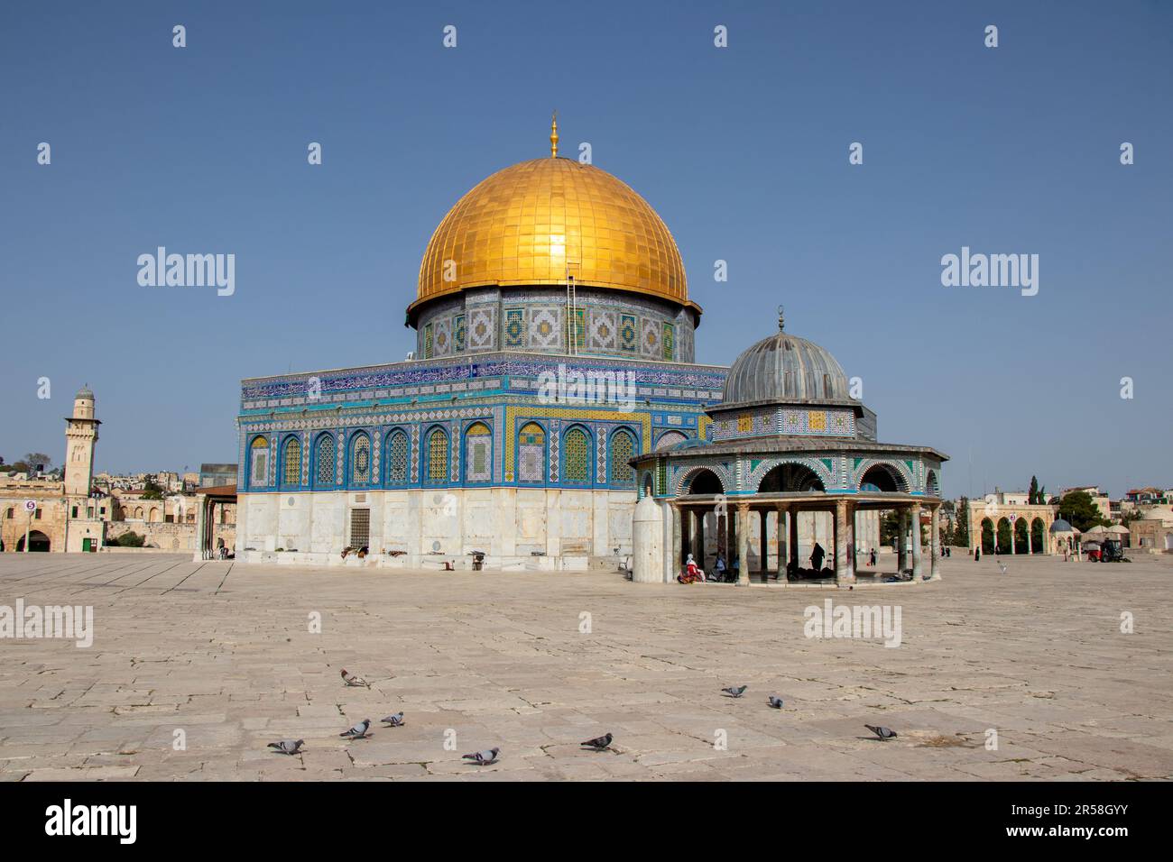 The Dome of The Rock in the Mount Temple of old city of Jerusalem. Aqsa ...