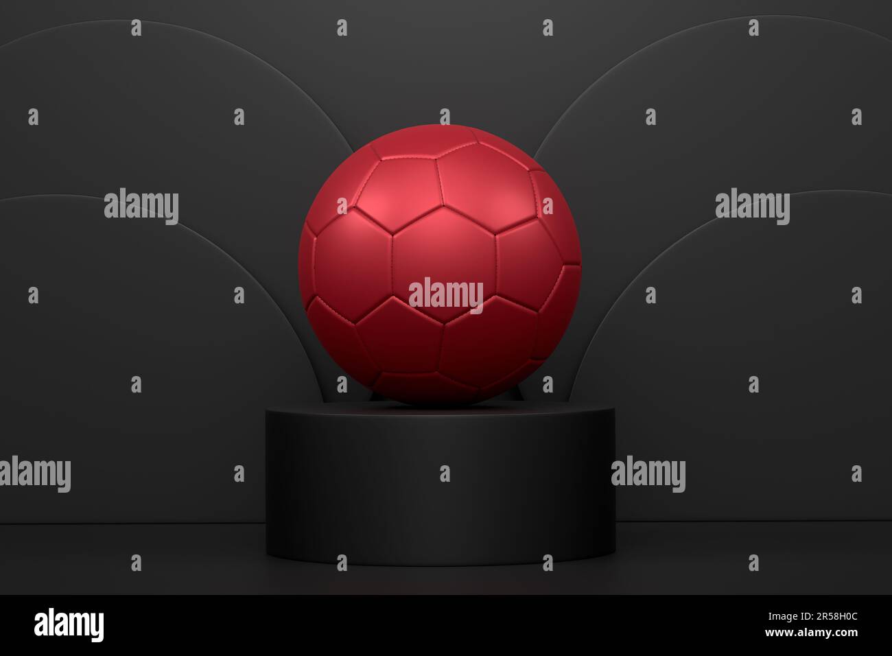 Football ball on cylinder podium with steps on monochrome background ...