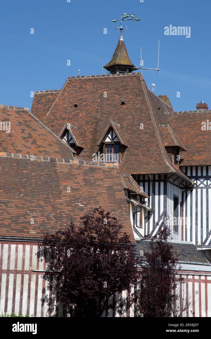 Normandy style architecture of half-timbered houses and checkerboard ...