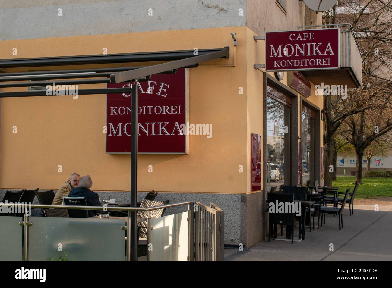 vienna, austria 10 April 2023. cafe monika. . dine-in. takeaway. no ...