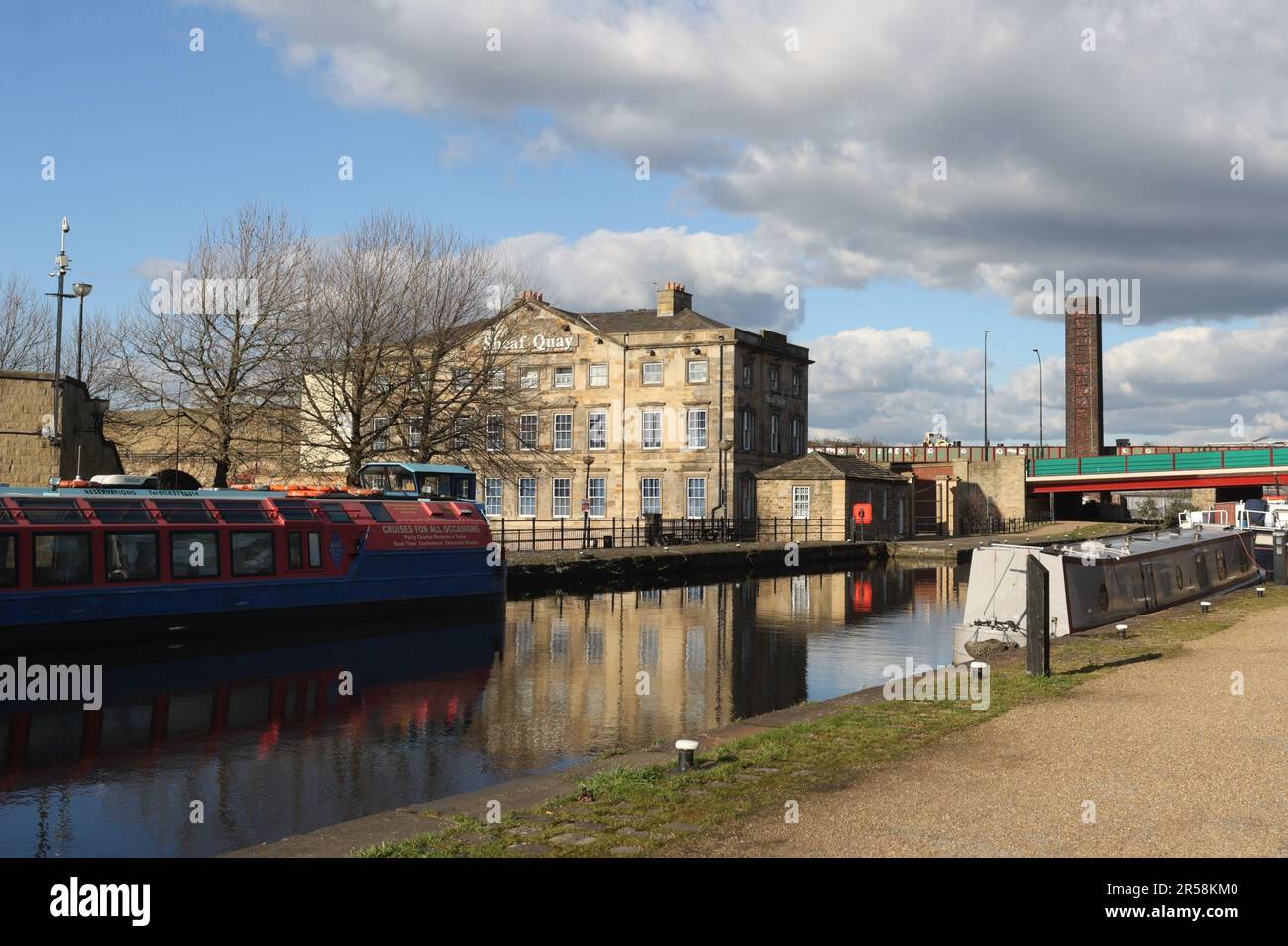 Narrowboats moored at Victoria Quay, Sheffield canal basin England UK ...