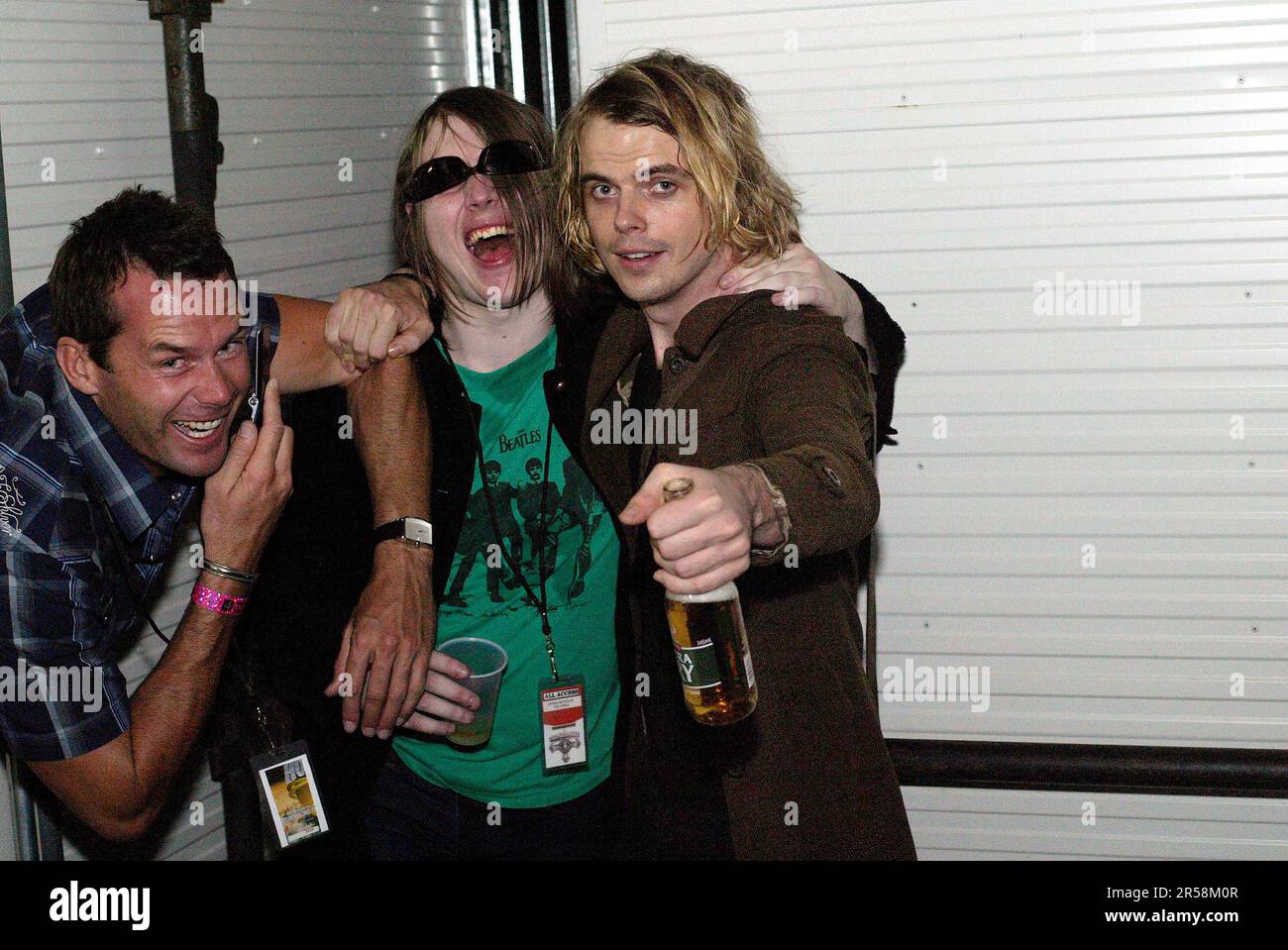 TV presenter Tom Williams and guests backstage at the Homebake music ...