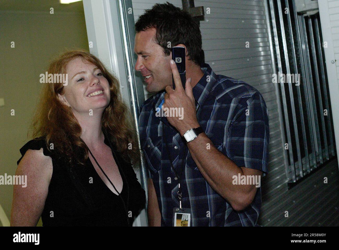 TV presenter Tom Williams and guest backstage at the Homebake music ...