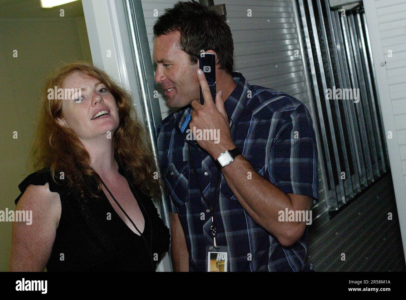 TV presenter Tom Williams and guest backstage at the Homebake music ...