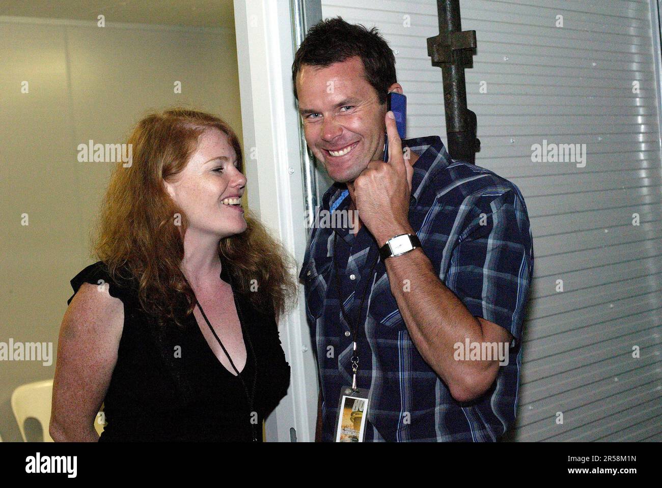 TV presenter Tom Williams and guest backstage at the Homebake music ...