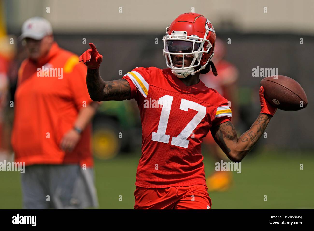 Kansas City Chiefs wide receiver Richie James throws the ball during ...