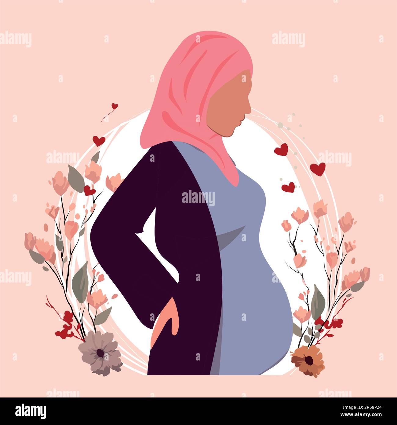 Pregnant woman, concept vector illustration in cute cartoon style ...