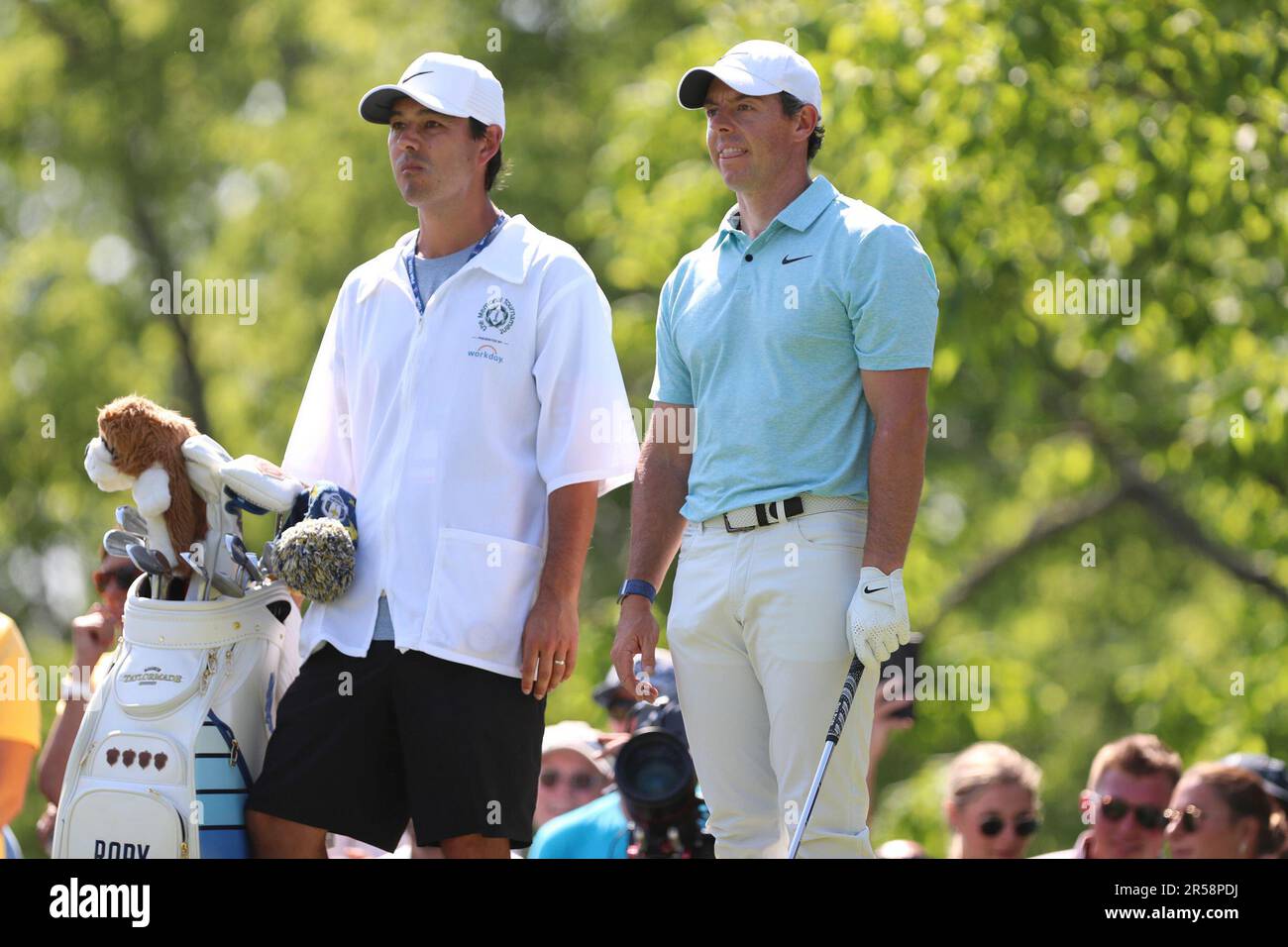 DUBLIN, OH - JUNE 01: Rory McIlroy stands with his caddie Harry Diamond ...
