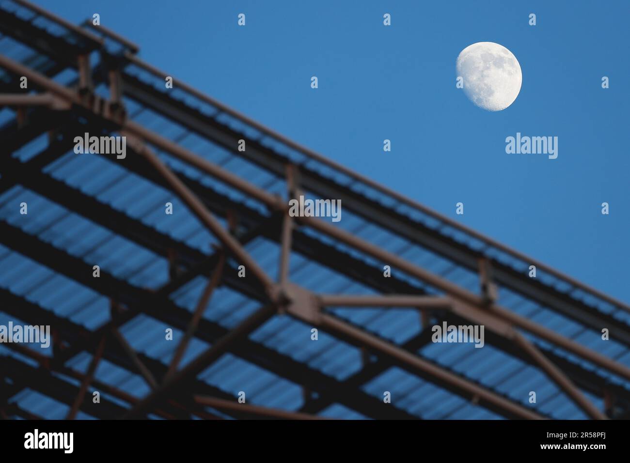 Budapest, Hungary. 31st May, 2023. General view of moon Football/Soccer ...