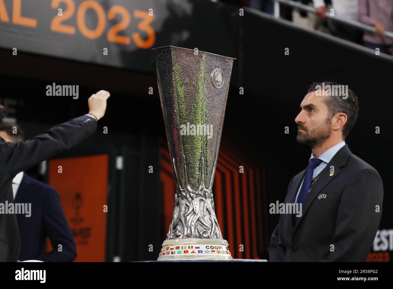 Budapest, Hungary. 31st May, 2023. UEFA Europa League trophy Football ...