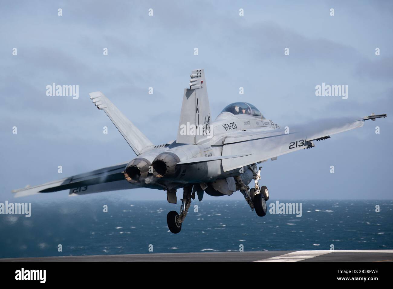 An F/A-18F Super Hornet attached to the "Black Lions" of Strike Fighter ...