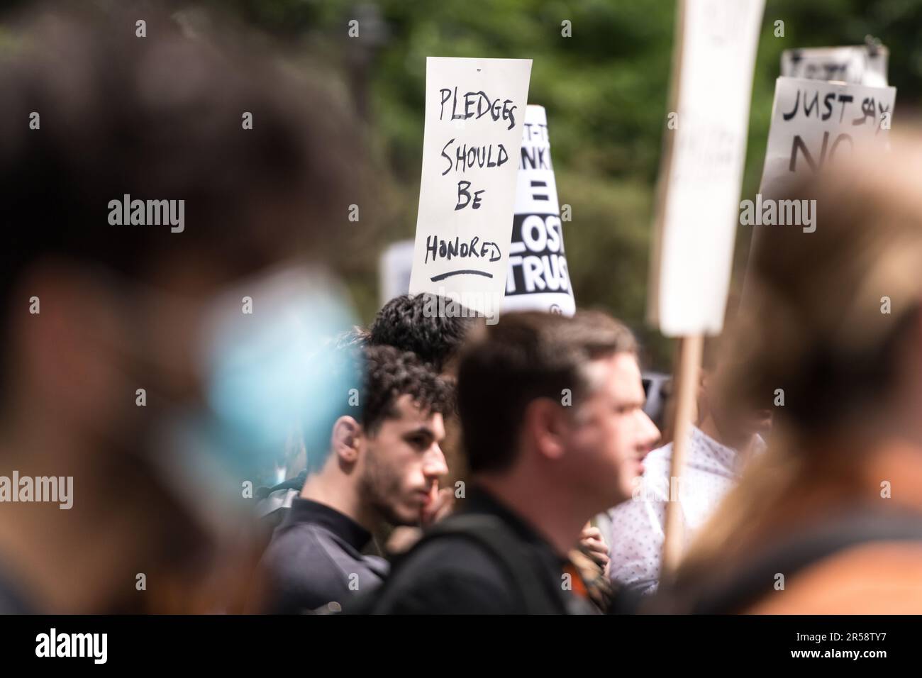 Seattle, USA. 31 May, 2023. Amazon corporate employees walk out of ...