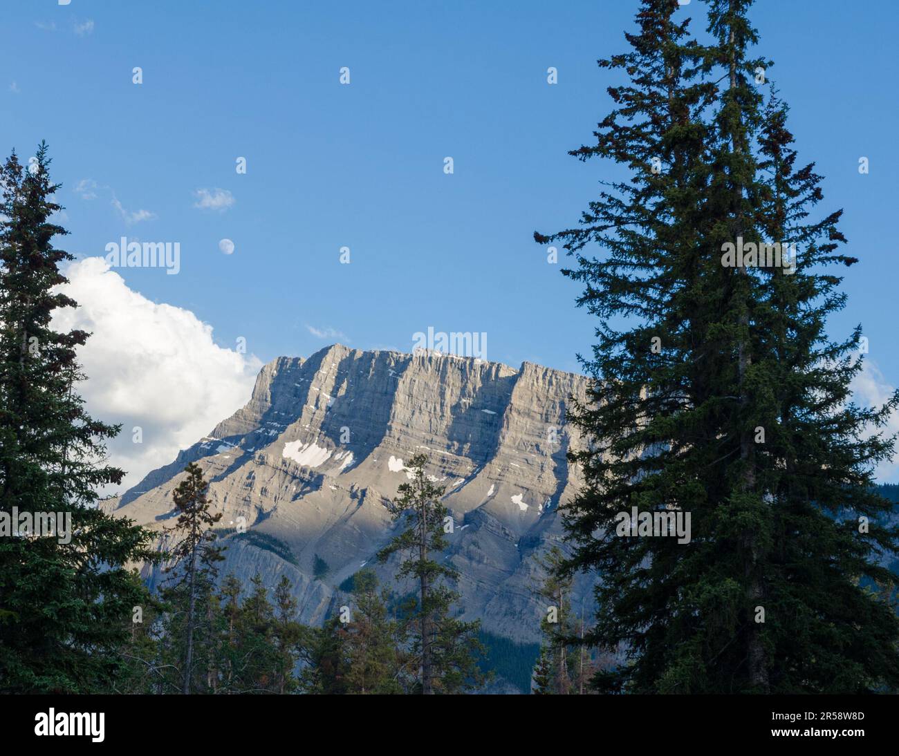 The stratigraphic layers of rock visible at the west end of Rundle ...