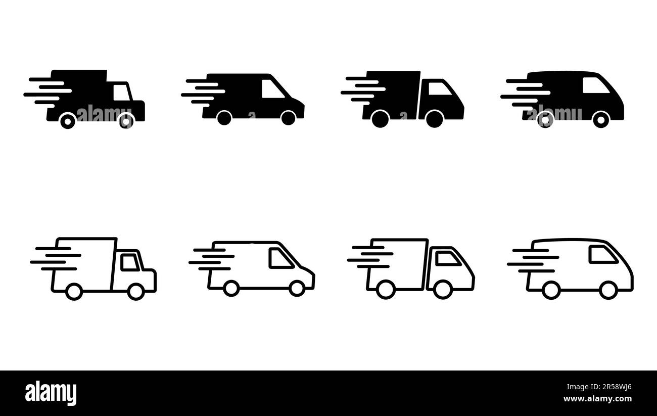 Fast shipping delivery truck icon set. Delivery truck icon. fast ...