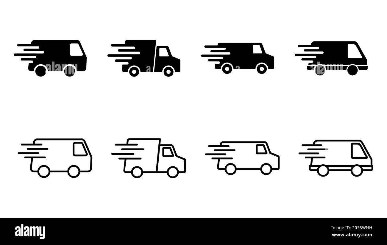 Fast shipping delivery truck icon set. Delivery truck icon. fast ...