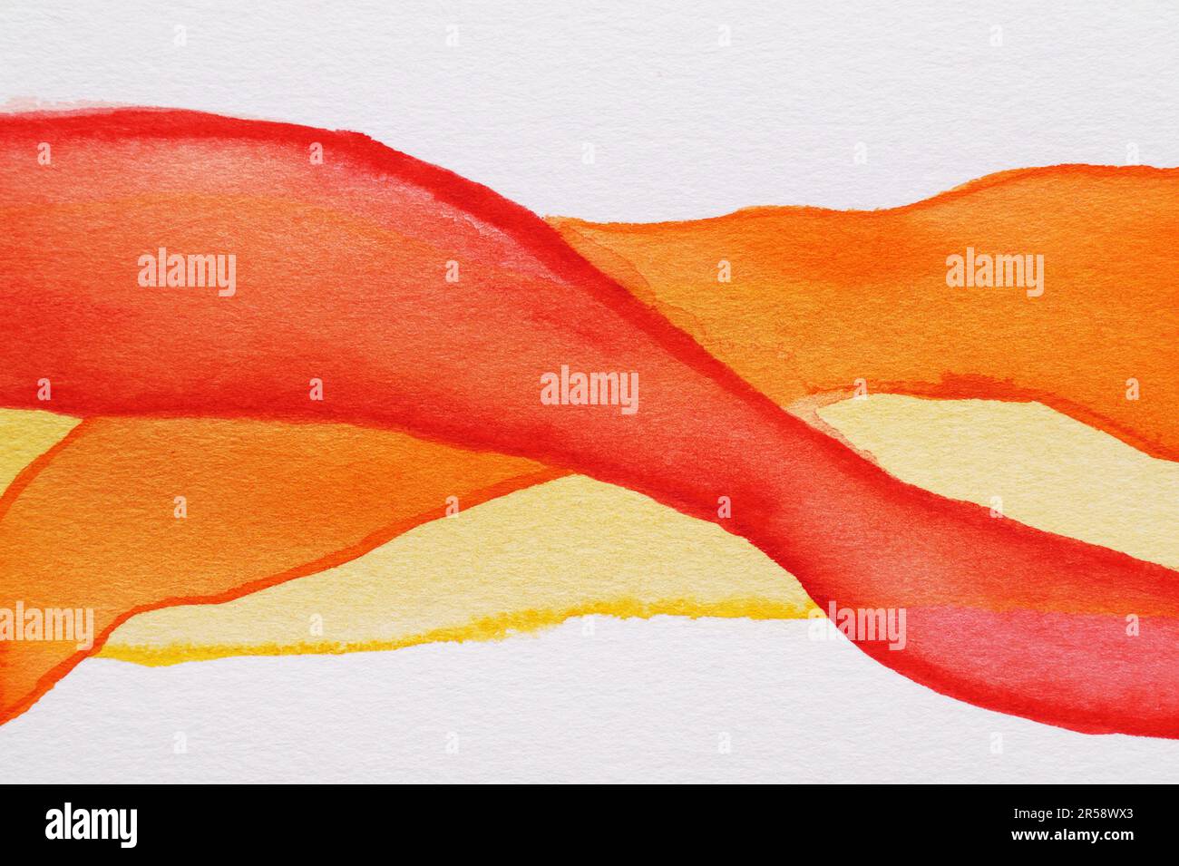 Orange watercolor lines on white background, top view Stock Photo - Alamy
