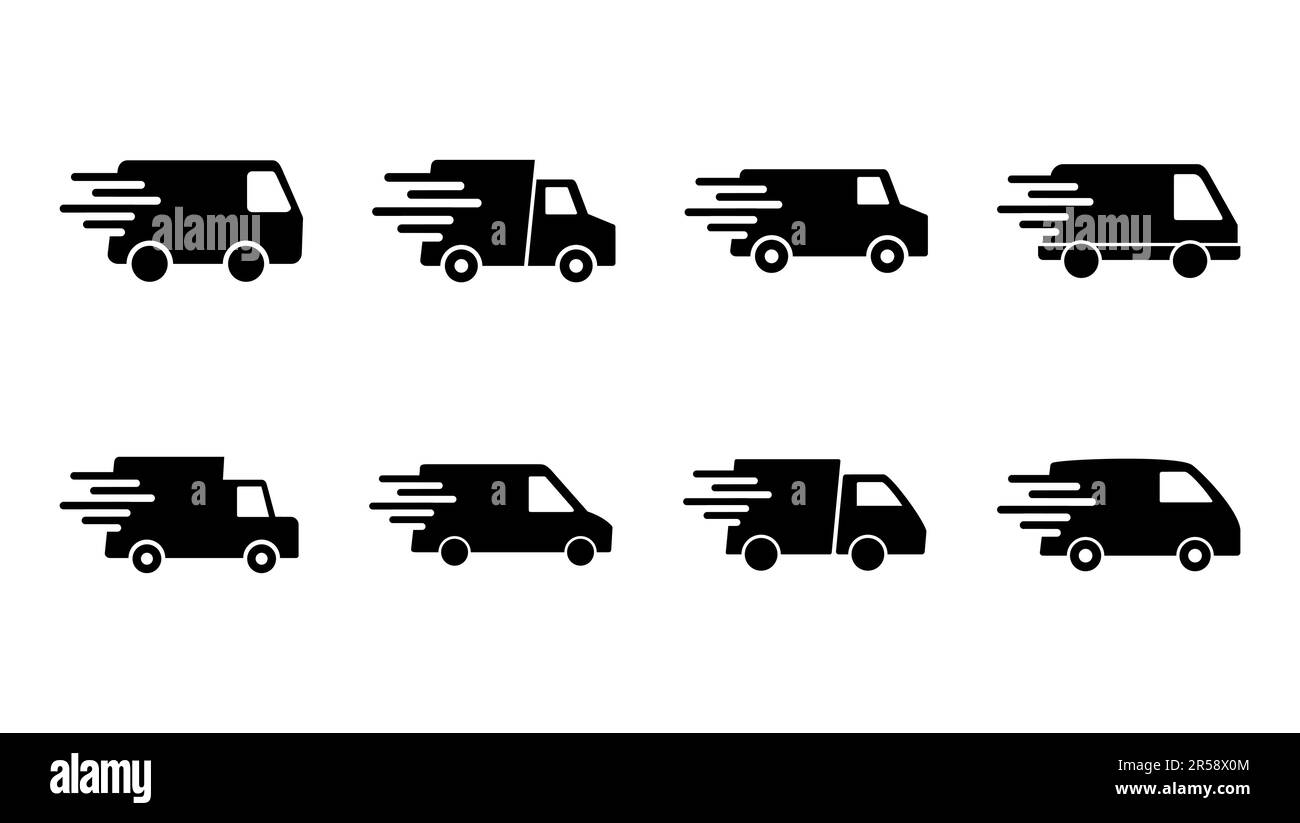 Fast shipping delivery truck icon set. Delivery truck icon. fast ...