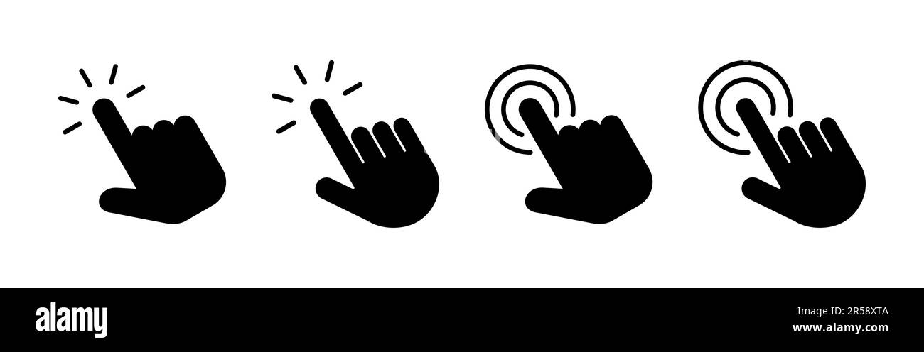 Hand click icon set. pointer icon vector. hand cursor icon vector Stock ...