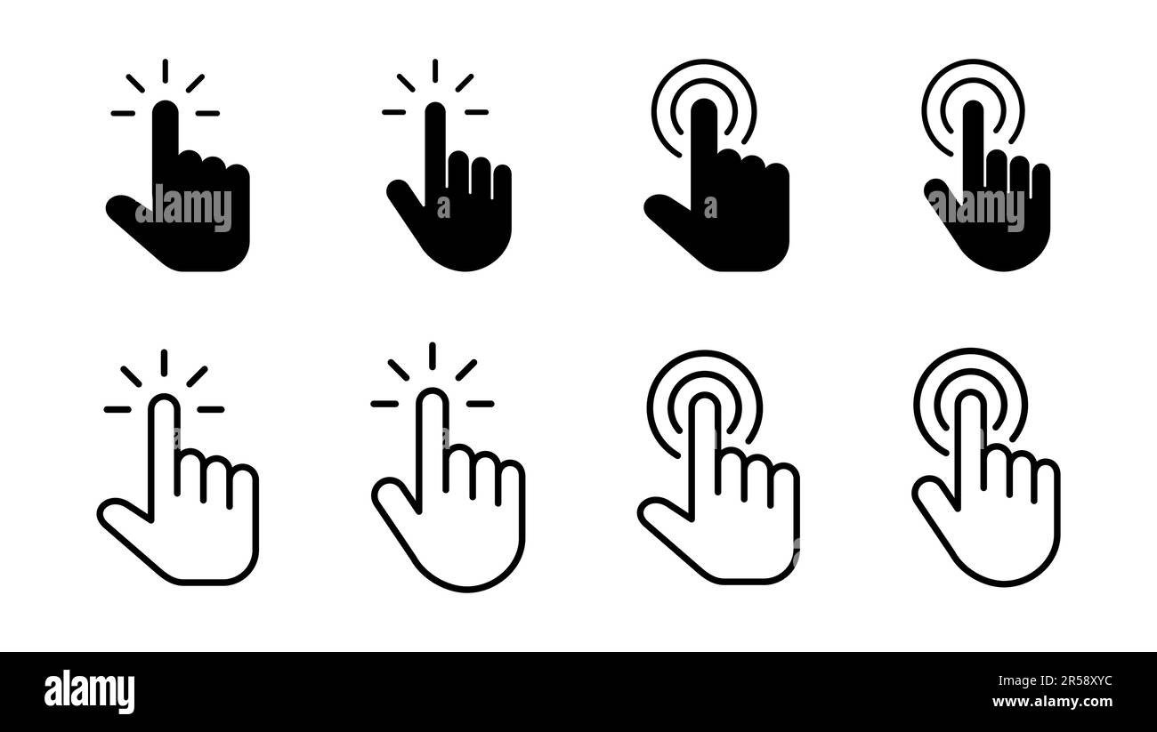 Hand cursor icon set. cursor icon vector. hand cursor icon click Stock ...