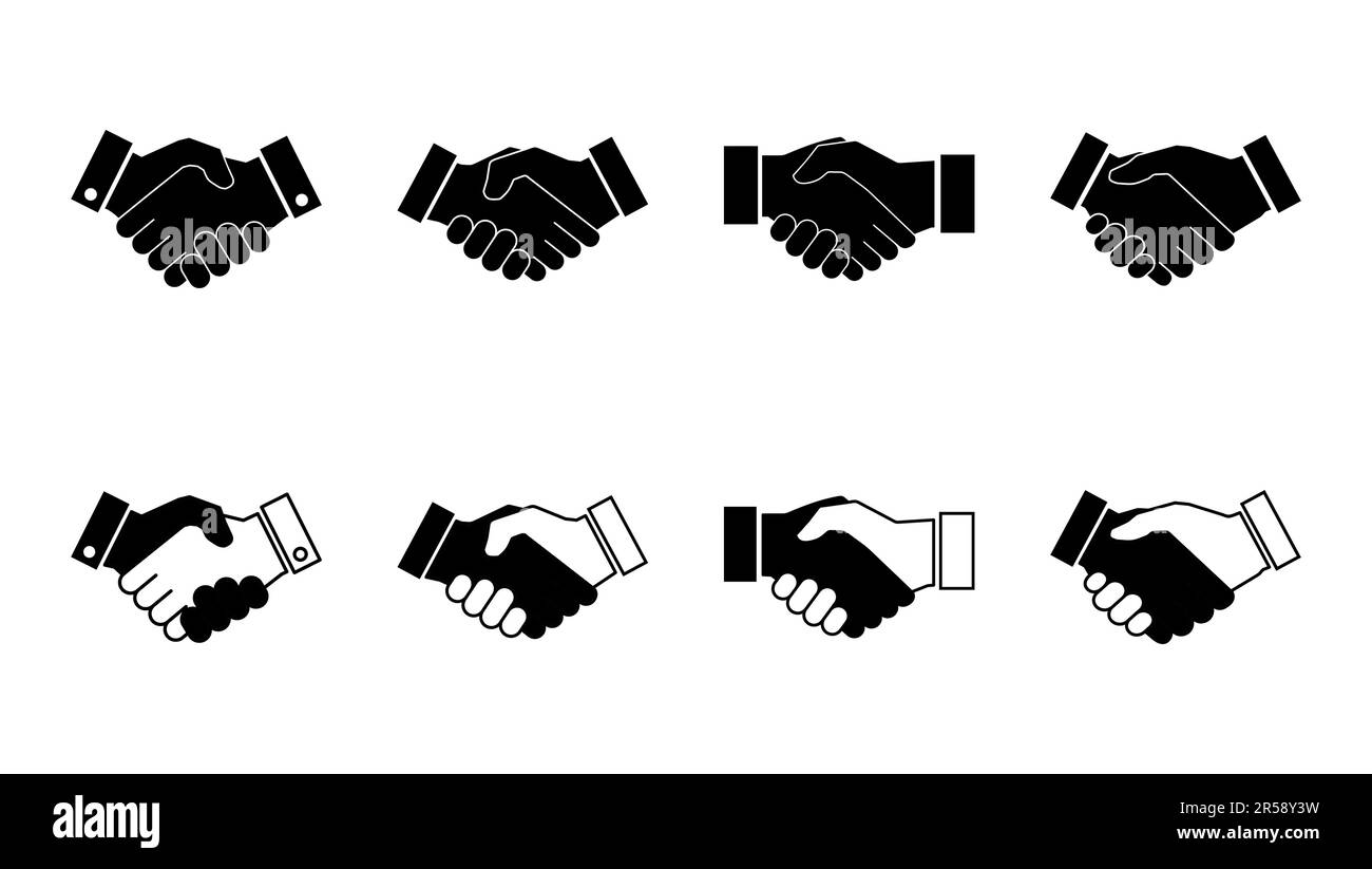 Handshake icon set. business handshake. contact agreement Stock Vector ...