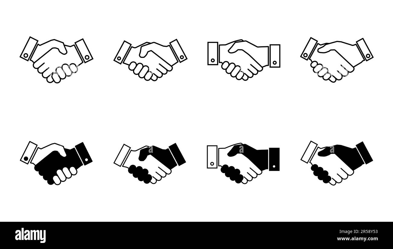 Handshake icon set. business handshake. contact agreement Stock Vector ...