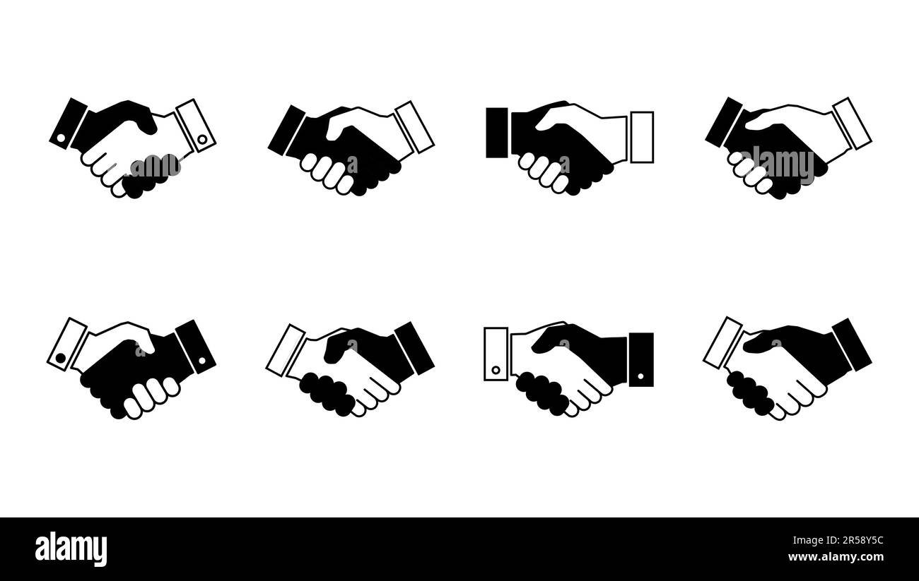 Handshake icon set. business handshake. contact agreement Stock Vector ...