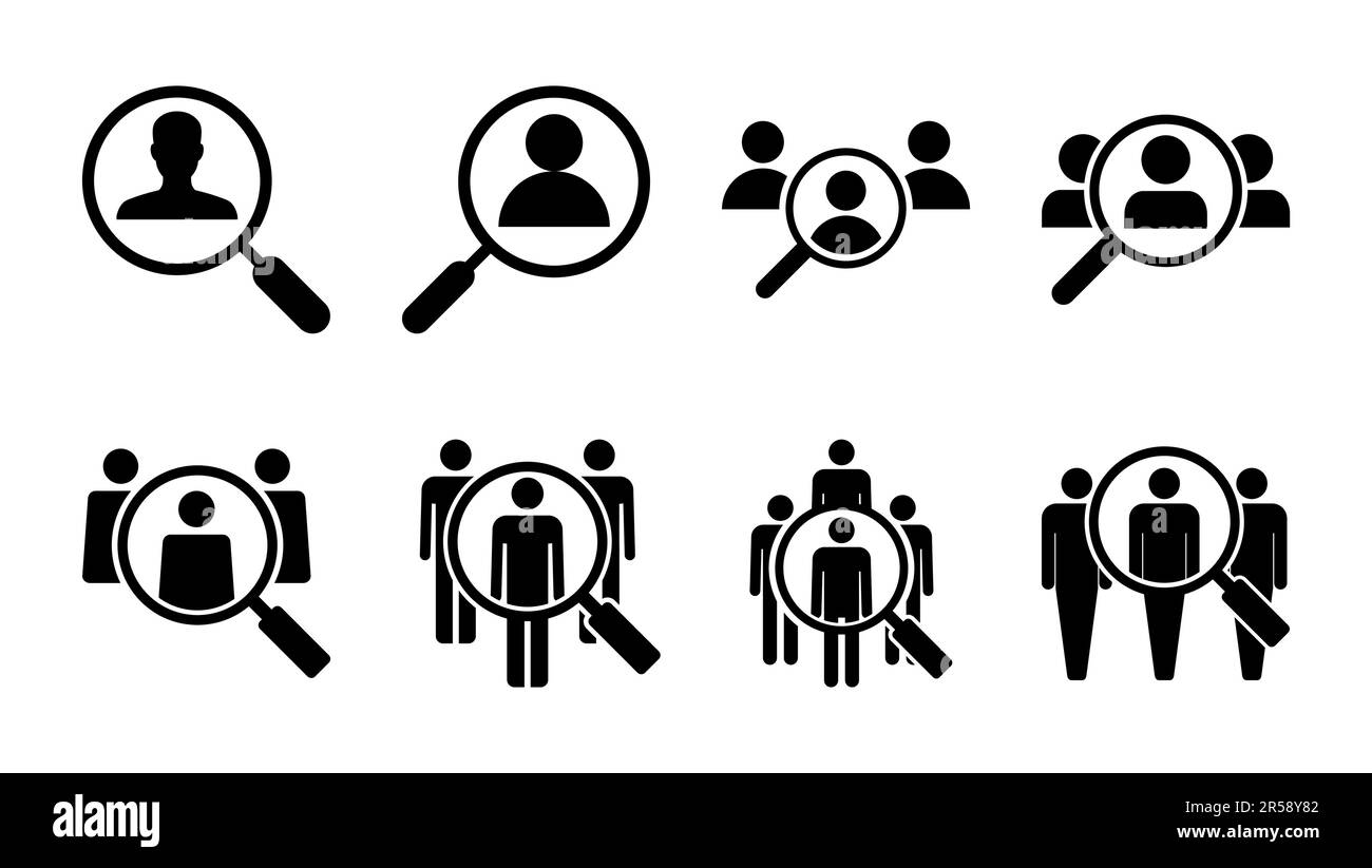 Hiring icon set. Search job vacancy icon. Human resources concept ...
