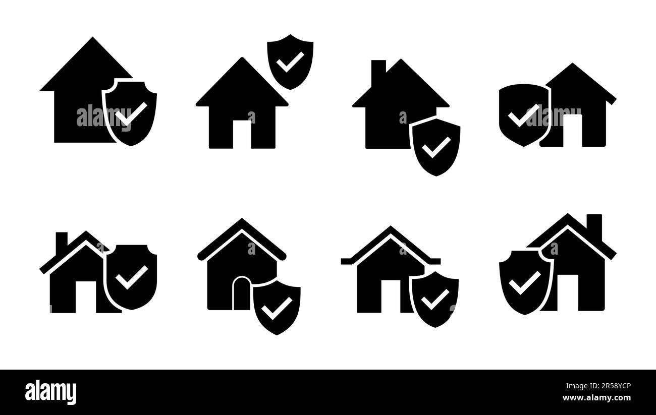 house insurance icon set. house protection icon Stock Vector Image ...