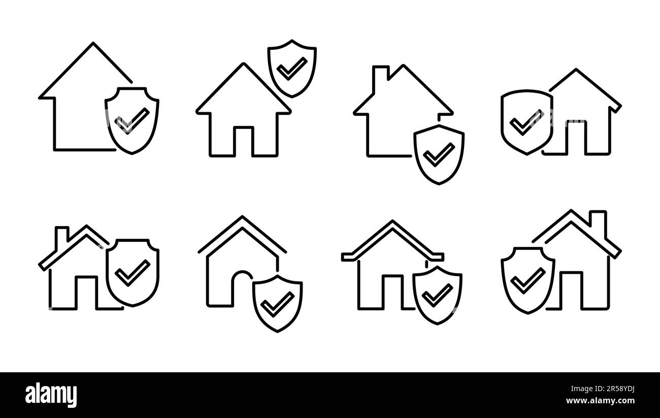 house insurance icon set. house protection icon Stock Vector Image ...