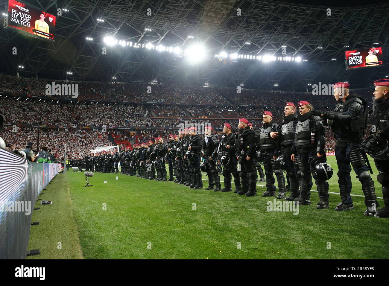 Budapest, Hungary. 31st May, 2023. General view of Riot police Football ...