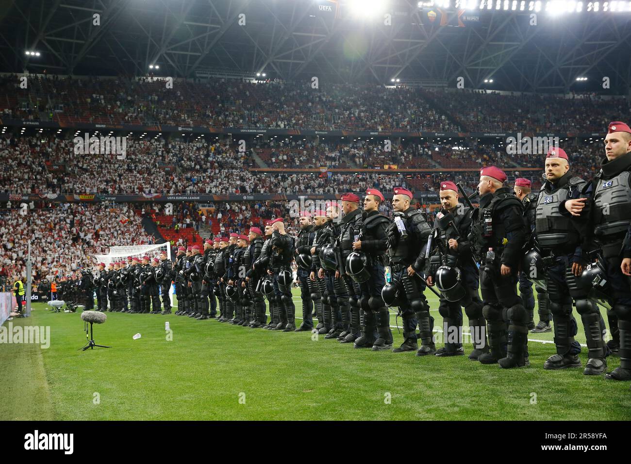 Budapest, Hungary. 31st May, 2023. General view of Riot police Football ...