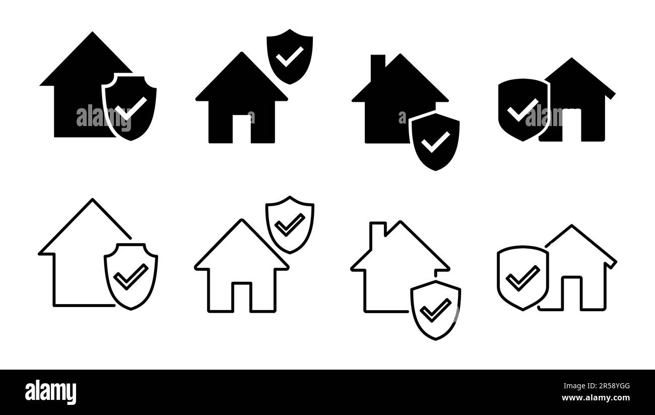 house insurance icon set. house protection icon Stock Vector Image ...