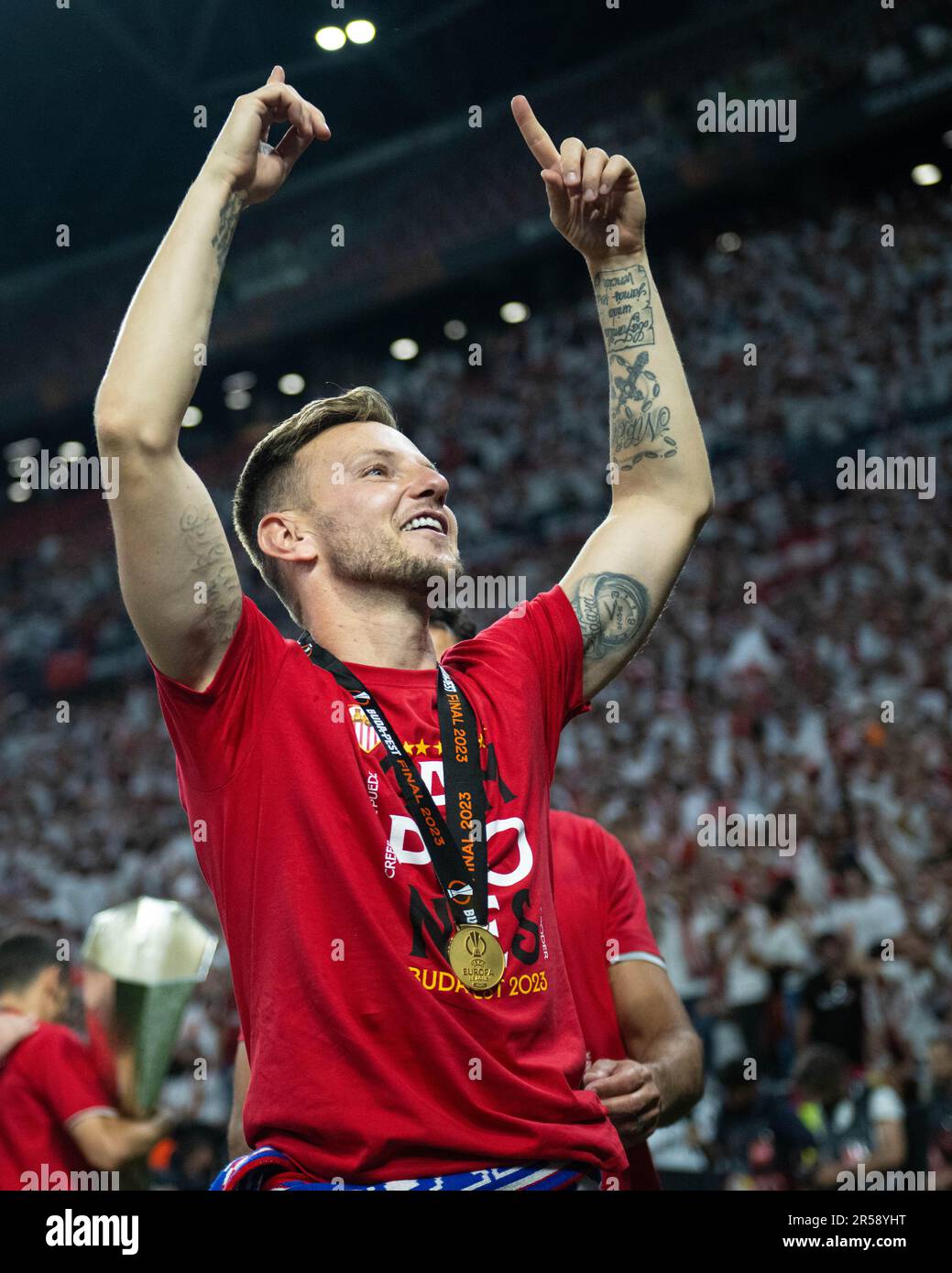 BUDAPEST, HUNGARY - MAY 31: Ivan Rakitic of Sevilla FC celebrate during ...