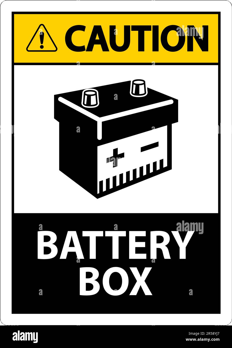 Caution Battery Box with Icon Sign On White Background Stock Vector ...