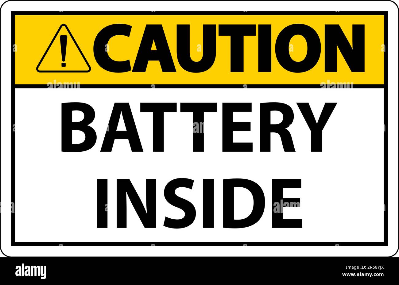 Caution Sign Battery Inside On White Background Stock Vector Image ...