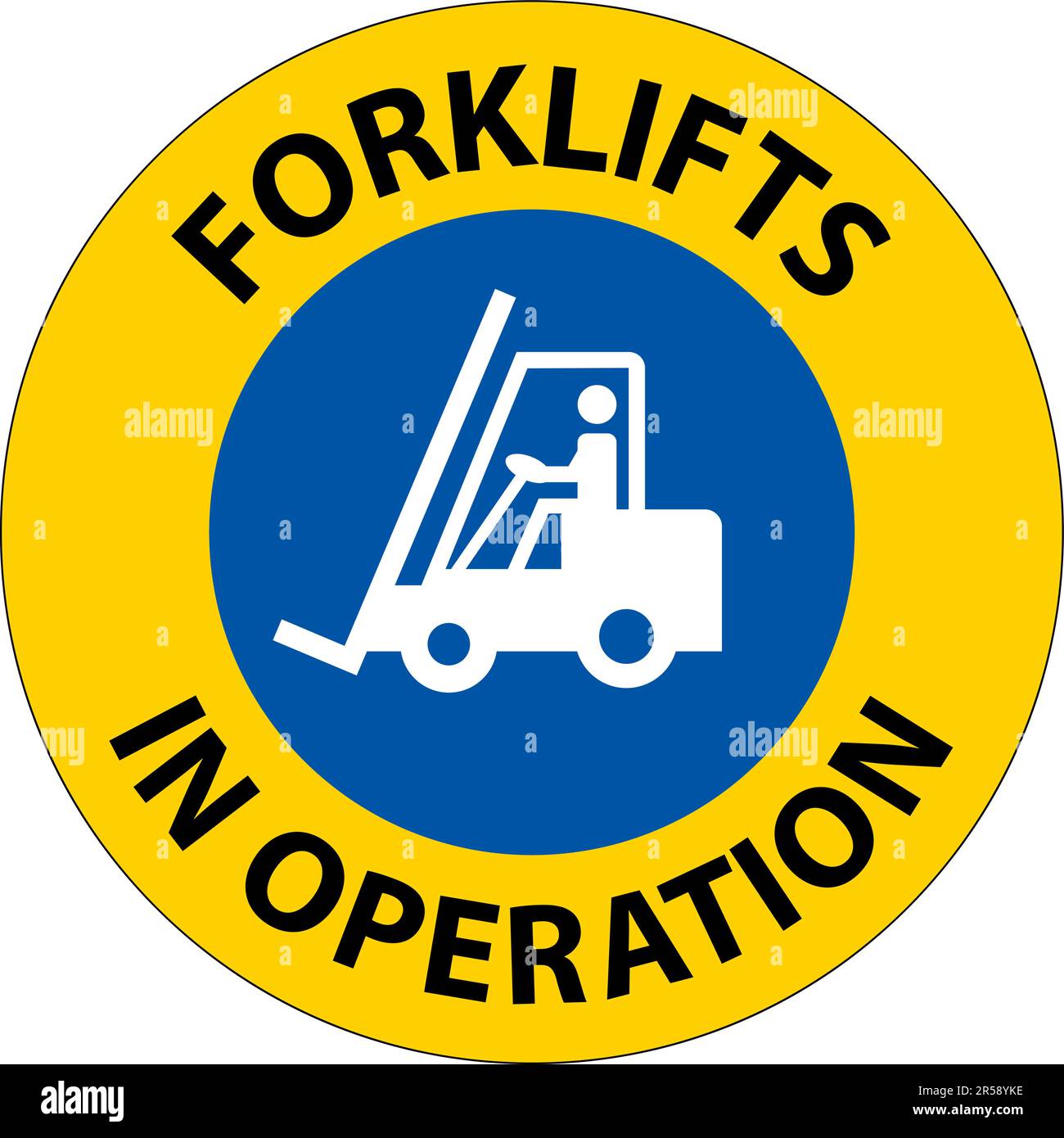 Notice forklifts in operation Sign on white background Stock Vector ...