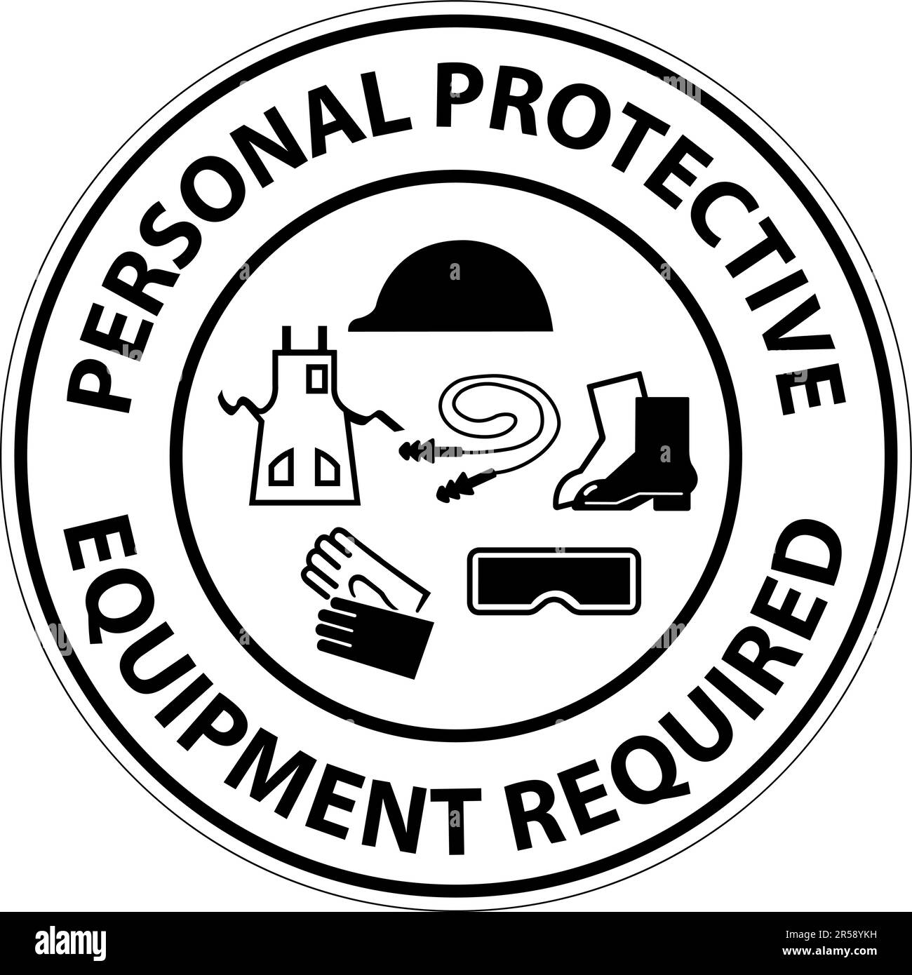 Floor Sign Personal Protective Equipment Required Stock Vector Image
