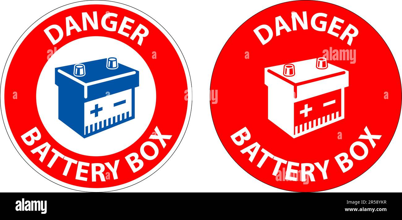 Danger Battery Box with Icon Sign On White Background Stock Vector ...