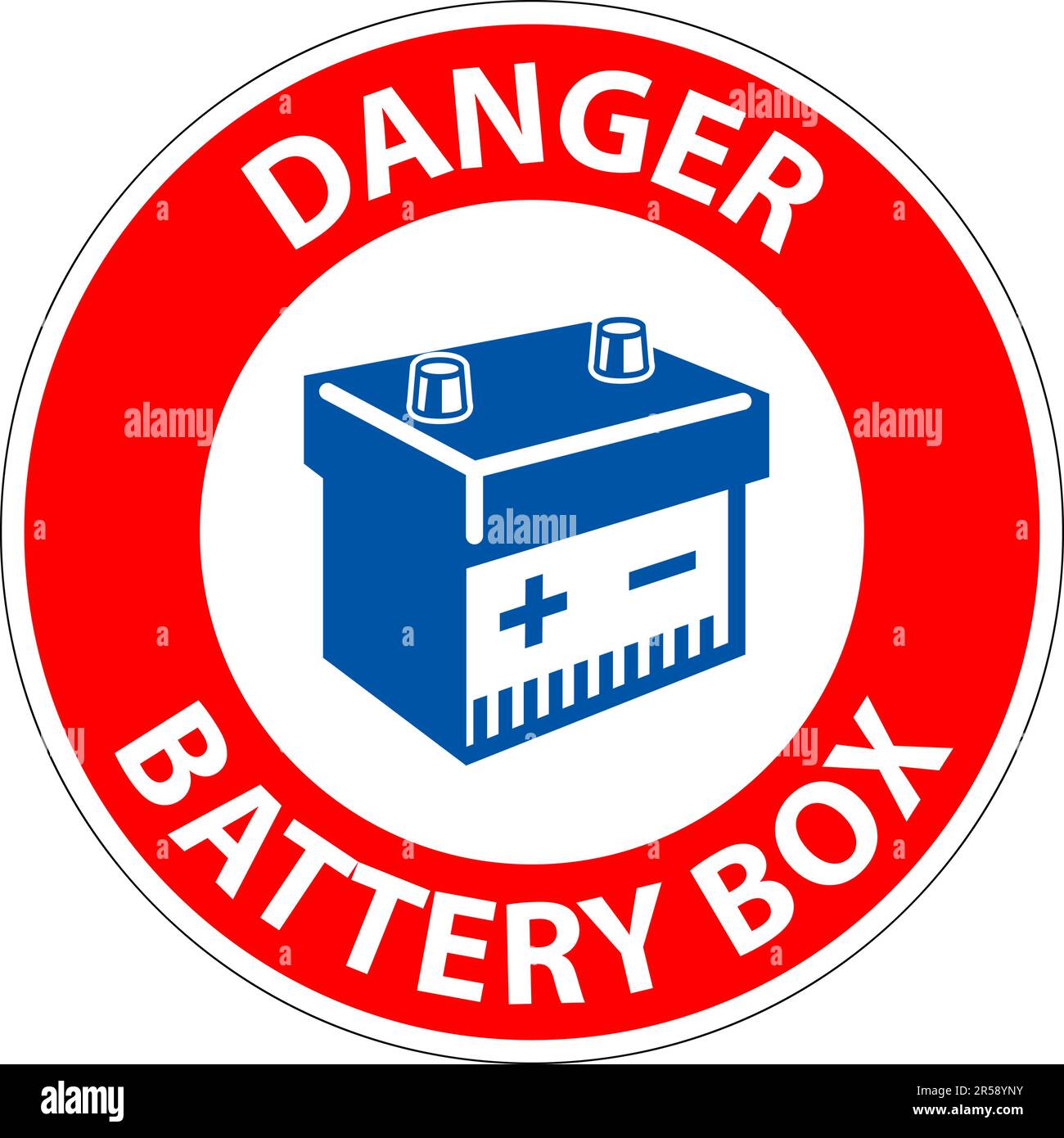Danger Battery Box with Icon Sign On White Background Stock Vector ...