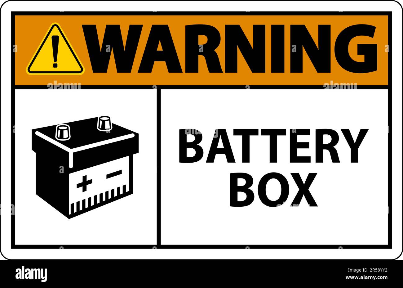 Warning Battery Box with Icon Sign On White Background Stock Vector ...