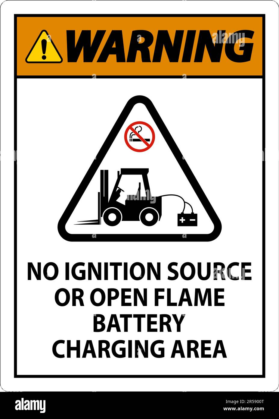 Warning Sign No Ignition Source Or Open Flame, Battery Charging Area ...