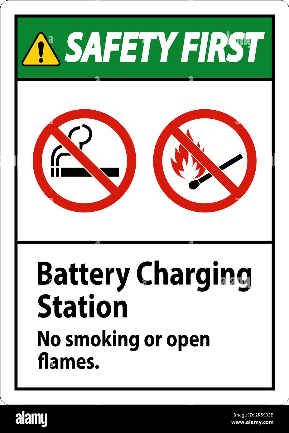 Safety First Sign Battery Charging Station, No Smoking Or Open Flames ...