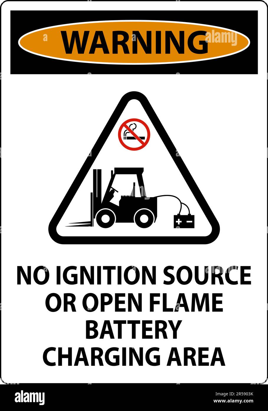 Warning Sign No Ignition Source Or Open Flame, Battery Charging Area ...