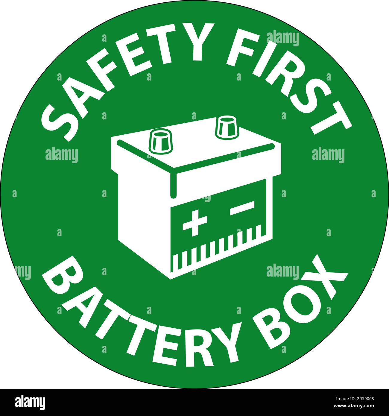 Safety First Battery Box with Icon Sign On White Background Stock ...