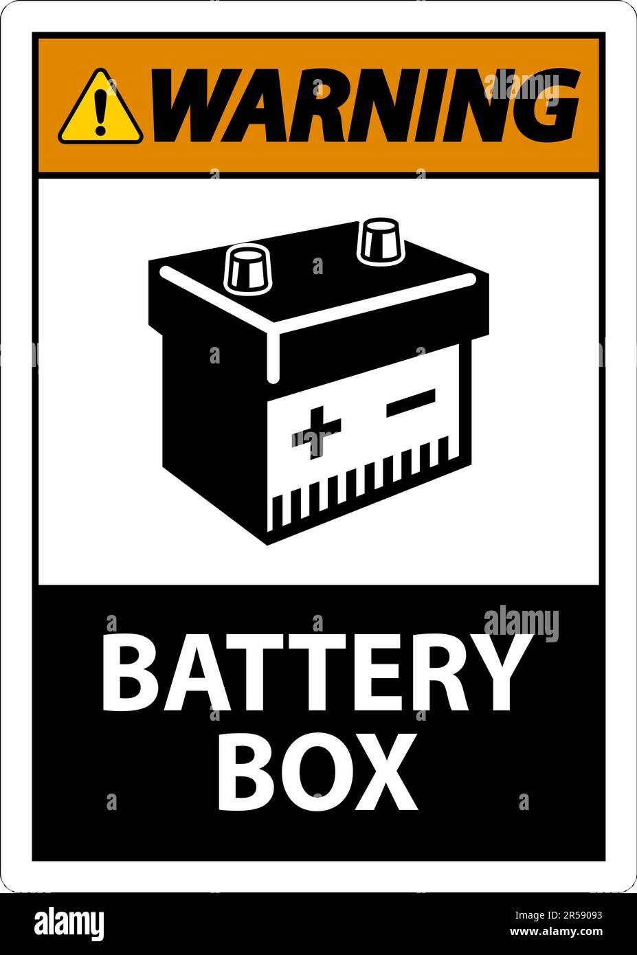 Warning Battery Box with Icon Sign On White Background Stock Vector ...