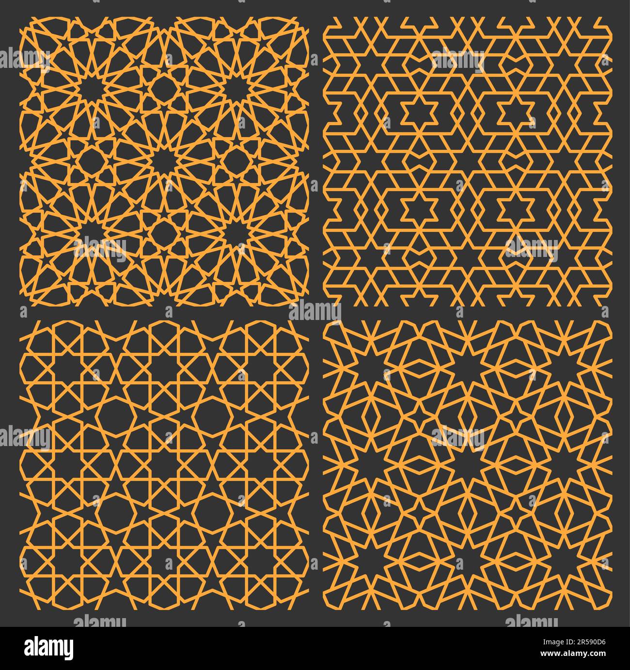 Mashrabiya arabesque or Arabic patterns, seamless Islamic backgrounds ...