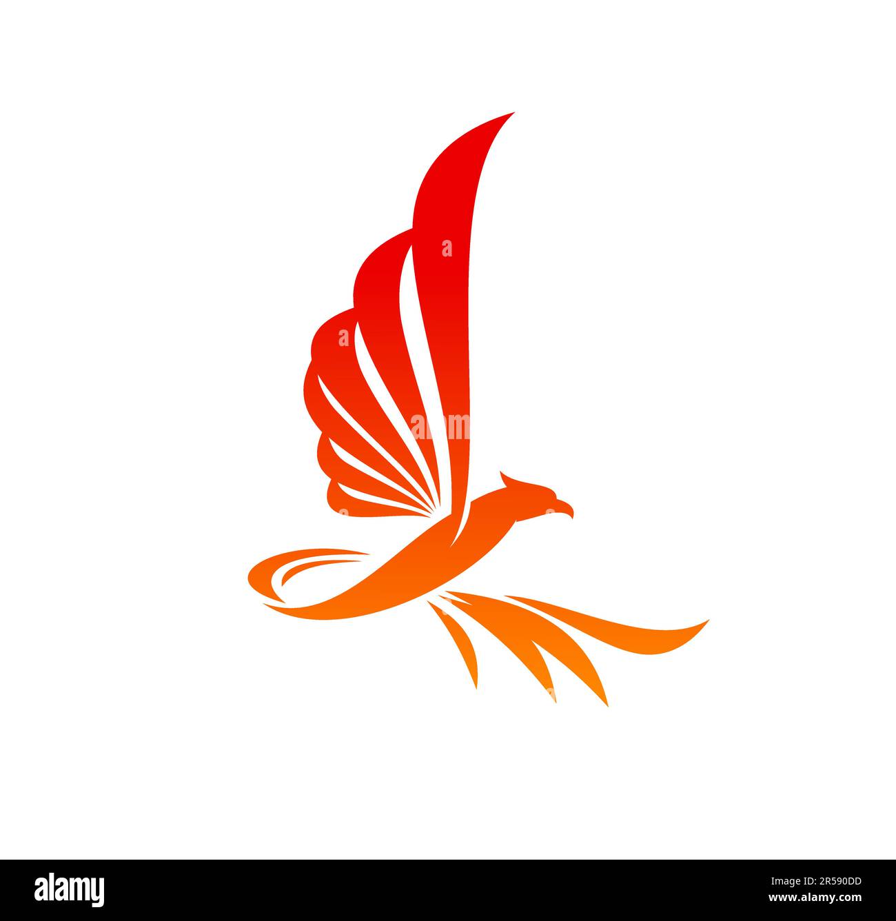 Phoenix bird icon, firebird flying on fire flame wings, vector ...
