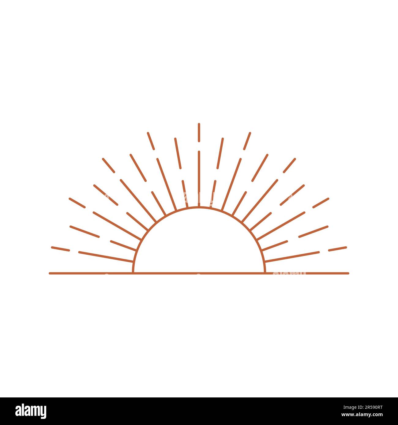 Bohemian linear logo, sunrise or sunset isolated sunshine outline icon ...