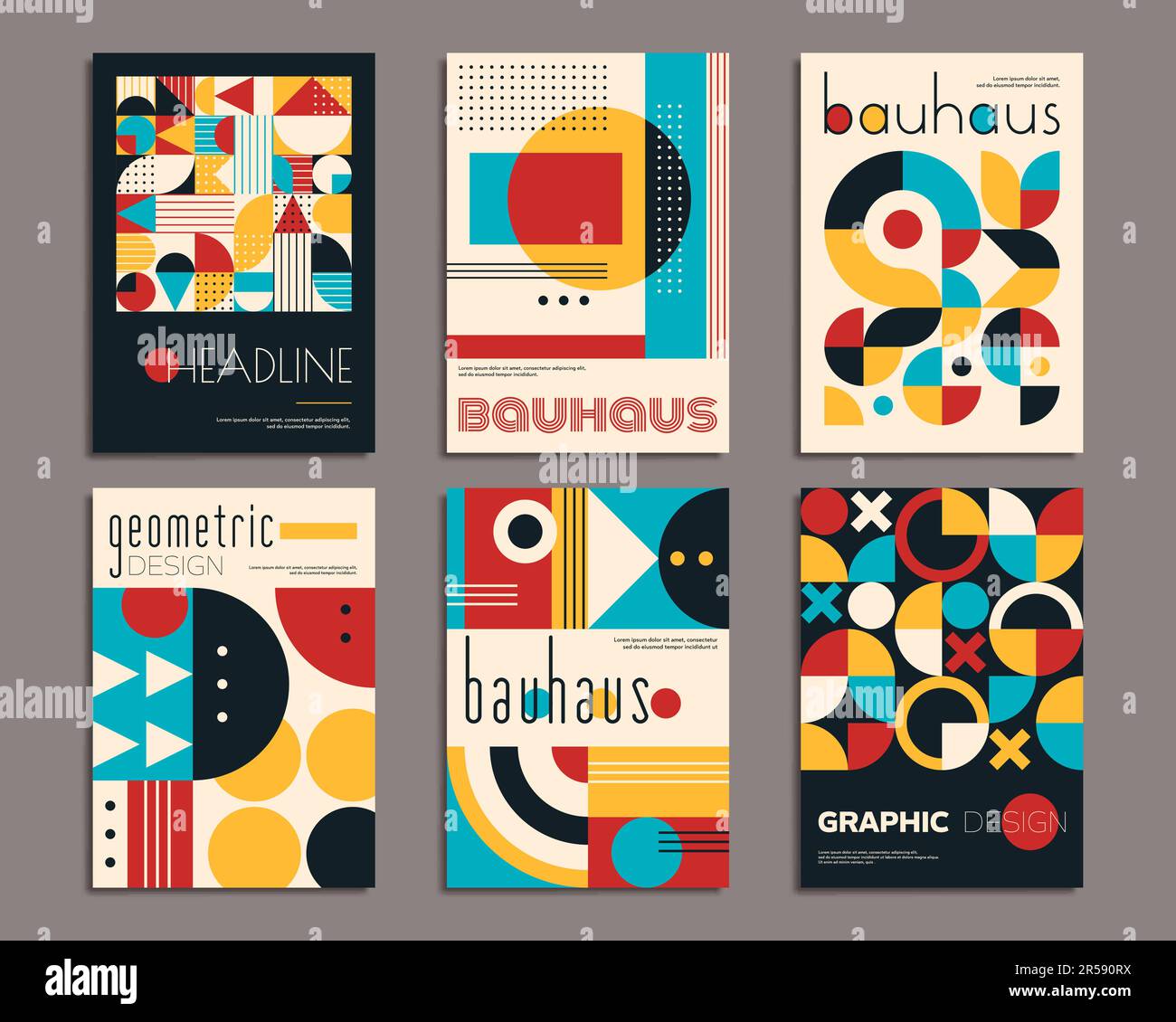 Bauhaus posters with geometric abstract patterns. Simple geometry ...