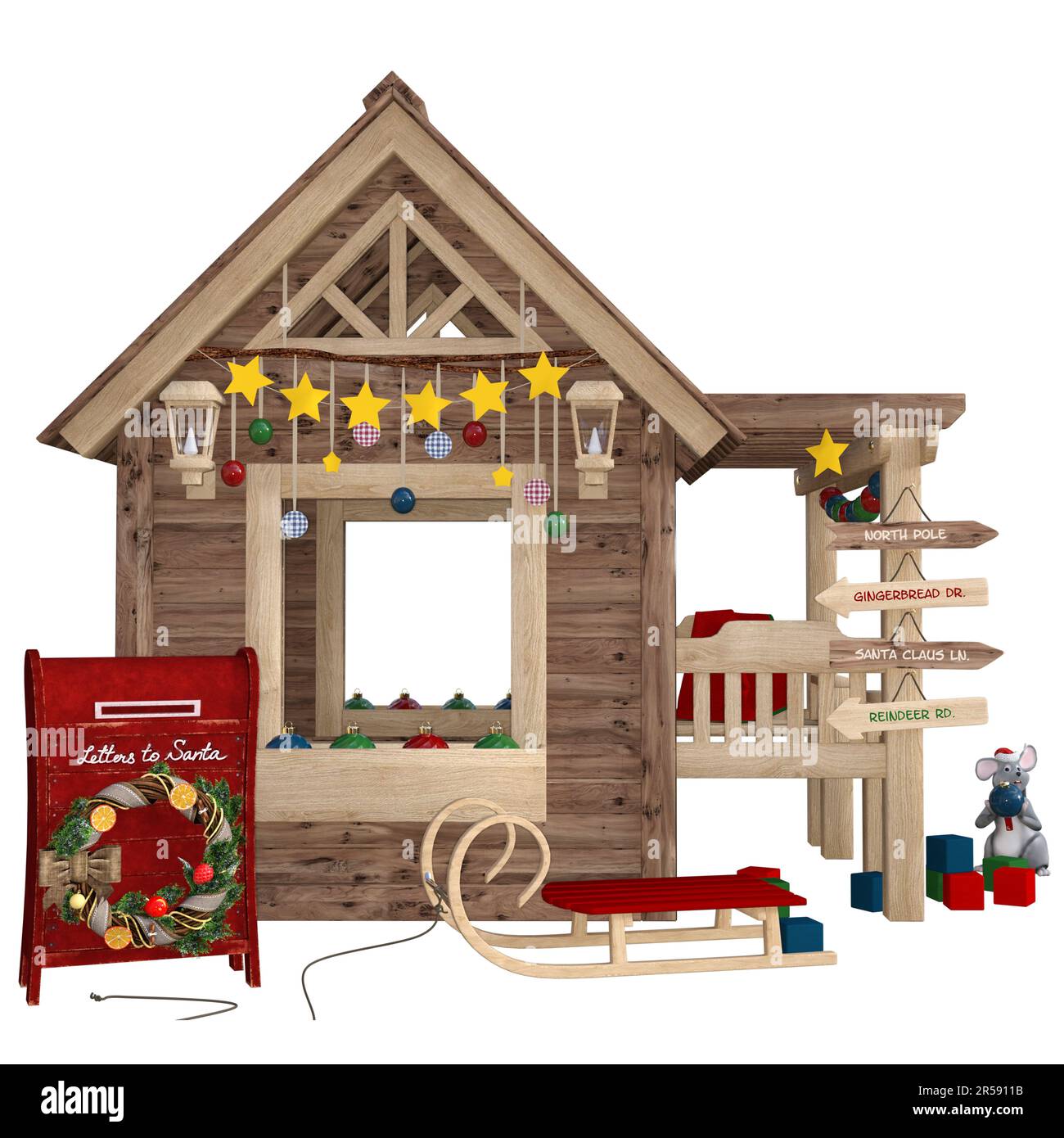 Christmas Cubby House Isolated on white, 3d render Stock Photo - Alamy